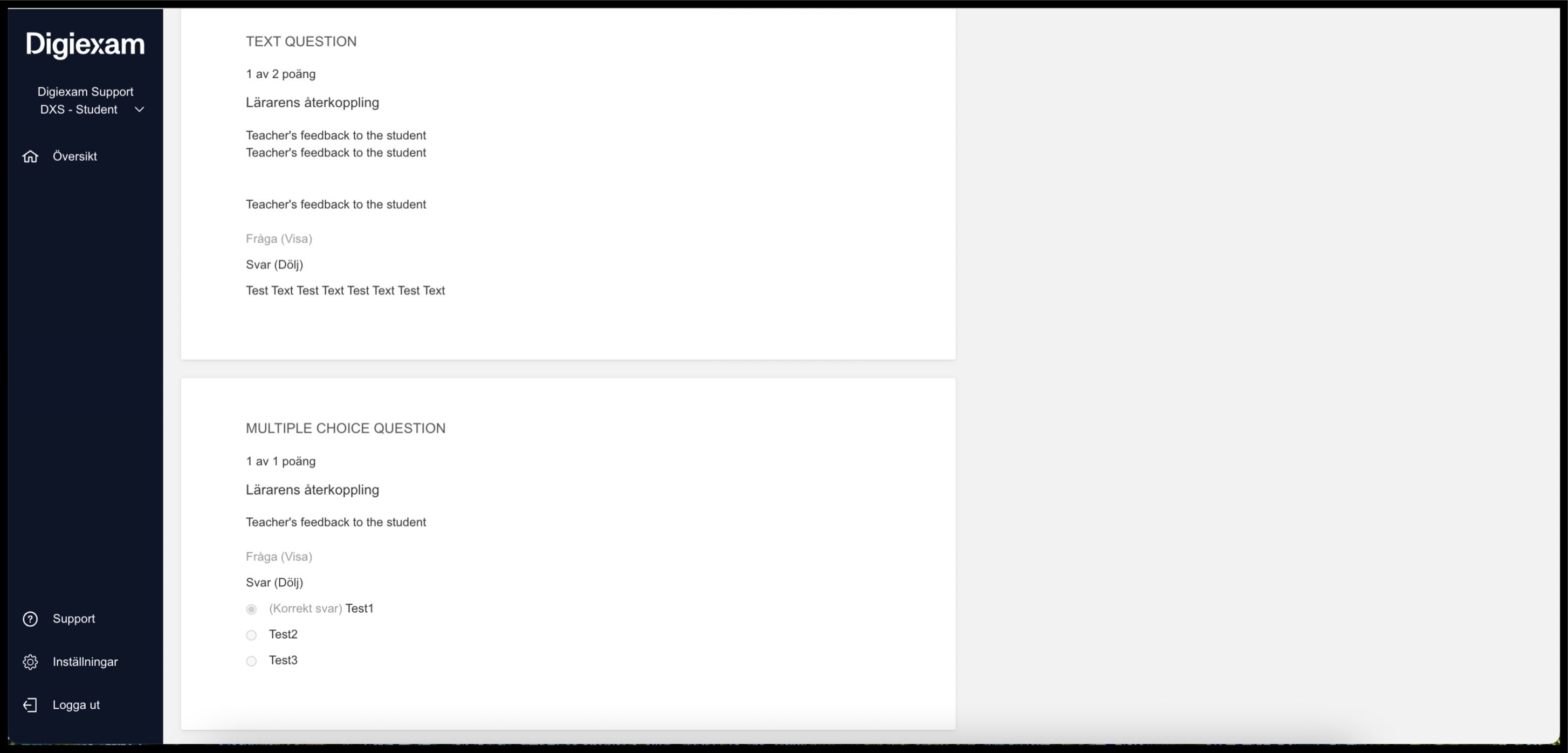 Se resultat och feedback på ett Digiexam-prov – Digiexam Kunskapscentrum